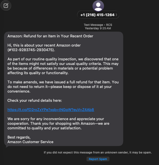 Lazy Scammers: Text Phishing